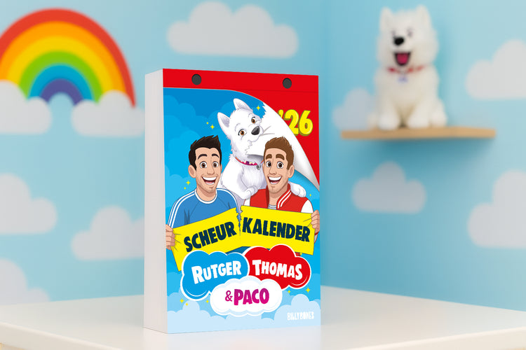 Scheurkalender 2026 – Rutger, Thomas & Paco